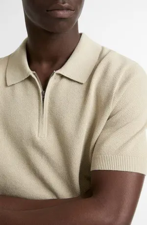 Vince Piqué Zip Polo - Parchment