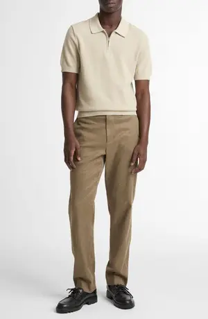 Vince Piqué Zip Polo - Parchment