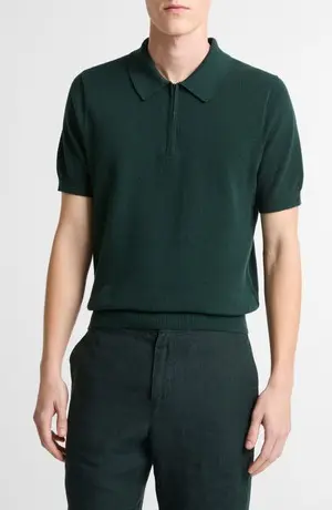 Vince Piqué Zip Polo - Seaweed