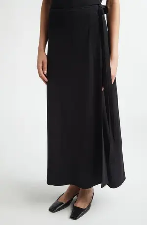 TOTEME Silk & Cotton Jersey Wrap Skirt - Black