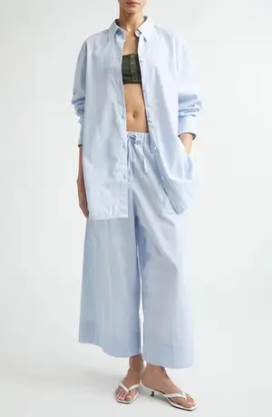 TOTEME Cotton & Linen Wide Leg Pants