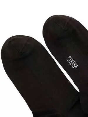 Zegna Ribbed Knit Crew Socks