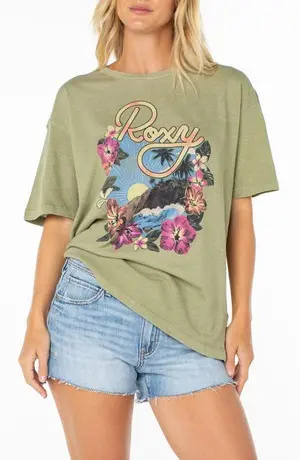 Roxy Oversize Graphic T-shirt - Sage