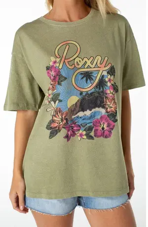 Roxy Oversize Graphic T-shirt - Sage
