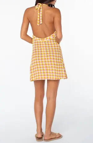 Roxy Checked Halter Mini Dress