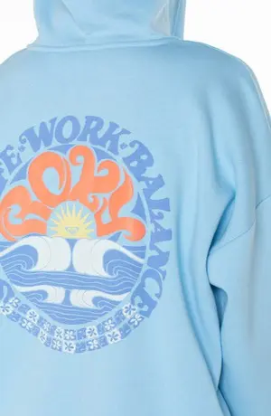 Roxy Full Zip Fleece Graphic Hoodie - Airy Blue