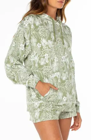 Roxy Printed Modal-blend Hoodie - Sage