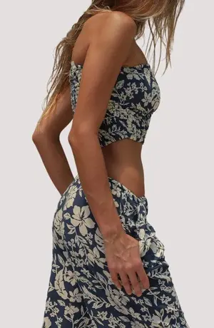 STONE FOX SWIM Strapless Shirred Tube Top - Hibisco