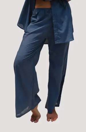 STONE FOX SWIM Koda Organic Cotton Drawstring Wide-leg Pants