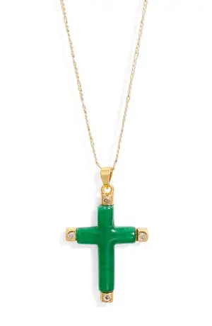 CHILD OF WILD Donatello Jade Cross Pendant Necklace - Gold
