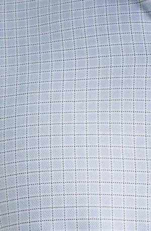 1863 BY ETERNA Modern Fit Check Non-iron Cotton Twill Dress Shirt - Sky