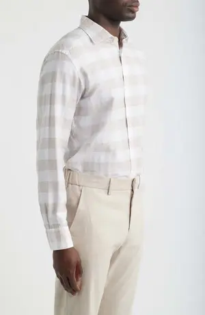 1863 BY ETERNA Modern Fit Cotton & Linen Easy-iron Dress Shirt
