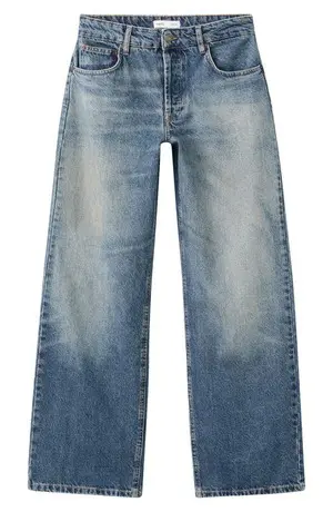 Mango Low Rise Straight Leg Jeans - Medium Blue