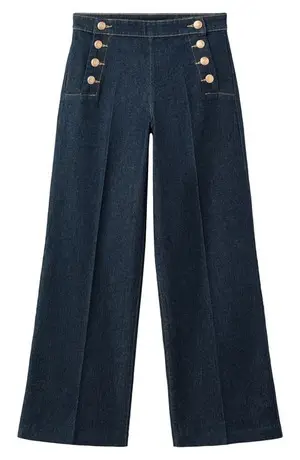 Mango Sailor Wide Leg Jeans - Open Blue