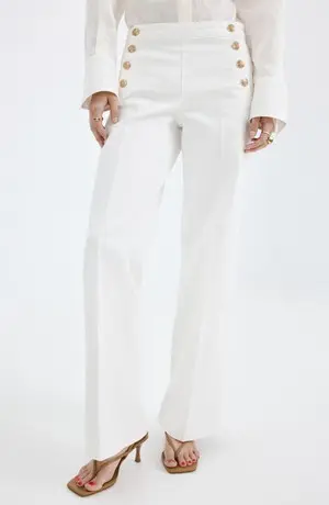 Mango Sailor Wide Leg Jeans - White