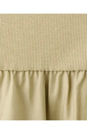 Mango Sleeveless Mock Neck Stretch Cotton Midi Dress - Olive Green