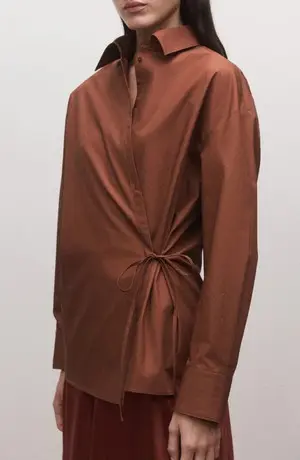 Mango Oversize Faux Wrap Cotton Shirt