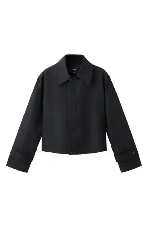 Mango Cotton & Linen Blend Zip Jacket - Black