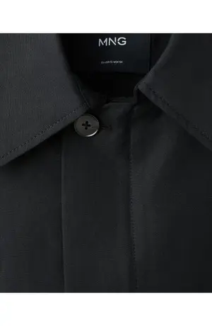 Mango Cotton & Linen Blend Zip Jacket - Black