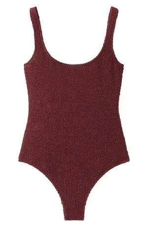 Mango Textured One-piece Swimsuit - Russet