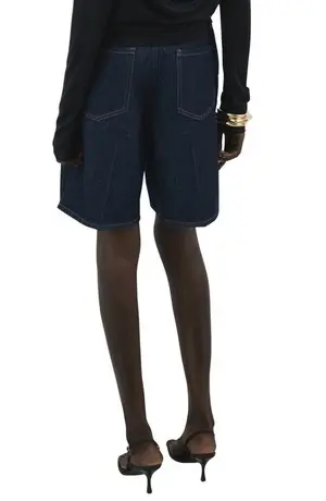 Mango High-waisted Mid-thigh Denim Shorts - Open Blue