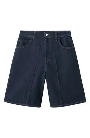 Mango High-waisted Mid-thigh Denim Shorts - Open Blue