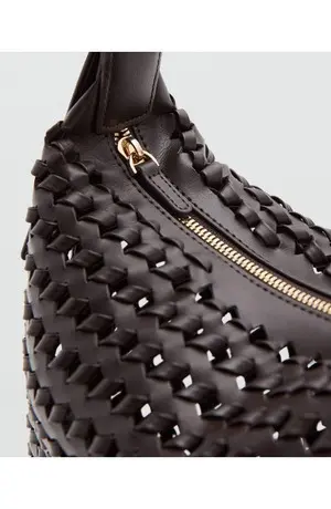 Mango Braided Faux Leather Shoulder Bag
