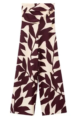 Mango Print Strapless Wide Leg Jumpsuit - Ecru