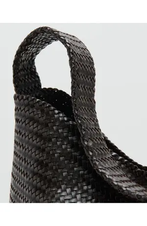 Mango Braided Leather Bucket Bag