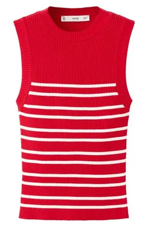 Mango Sleeveless Rib Knit Striped Top