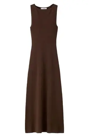 Mango Sleeveless Knit Midi Dress - Chocolate