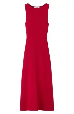 Mango Sleeveless Knit Midi Dress - Red