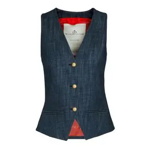 THE EXTREME COLLECTION Fitted Denim Waistcoat With Gold Buttons