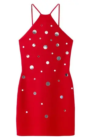 Mango Embellished High Neck Mini Dress