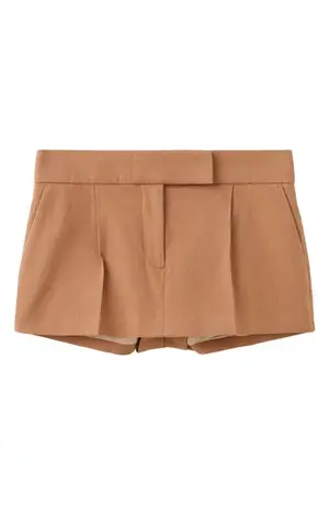 Mango Pleated Cotton Blend Miniskirt - Nude