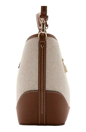 Mango Contrasting Canvas Bucket Bag With Faux- Accents