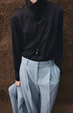 Mango Pleated Pinstripe Suit Pants - Blue