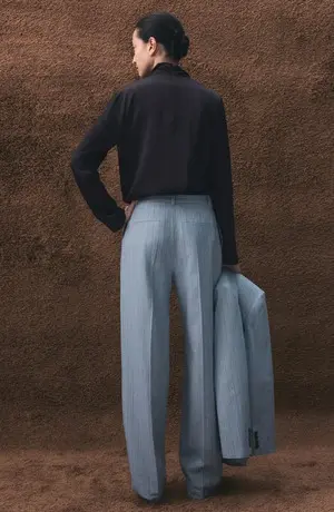 Mango Pleated Pinstripe Suit Pants - Blue
