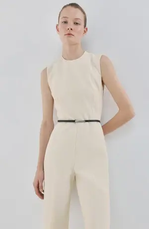 Mango Open Back Belted Wide Leg Jumpsuit