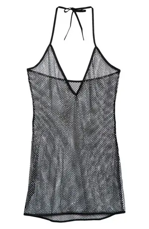 ROMA CONFIDENTIAL Crystal Mesh Chemise & G-string Set - Black