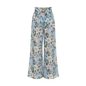 NUR KARAATA Sunflare Floral Wide-leg Trousers