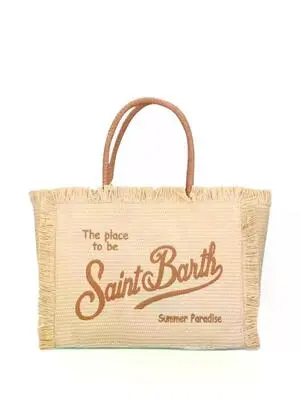 MC2 SAINT BARTH Large Vanity Tote Bag With Embroidered Logo And Frayed Edges