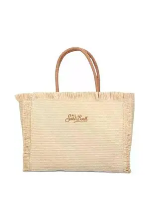 MC2 SAINT BARTH Large Vanity Tote Bag With Embroidered Logo And Frayed Edges