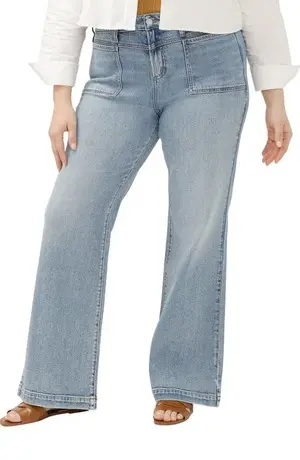 SILVER JEANS CO. Avery Curvy Patch Pocket Wide Leg Trouser Jeans