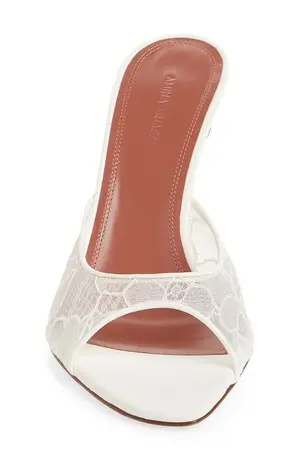 Amina Muaddi Alexa Lace Slide Stiletto Sandals - Ivory