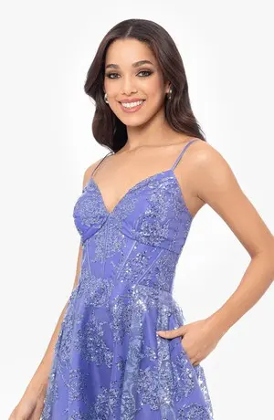 BLONDIE NITES Sleeveless Glitter Minidress