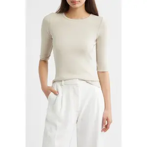 ARTLESS FOREVER Three-quarter Sleeve Crewneck Top - Stone