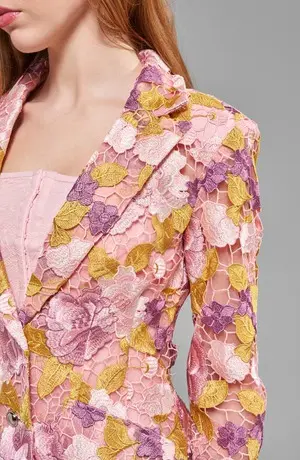 AZALEA WANG Floral Lace Blazer