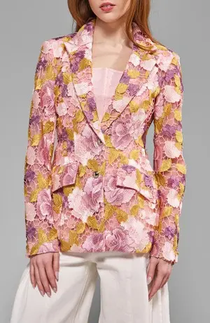 AZALEA WANG Floral Lace Blazer