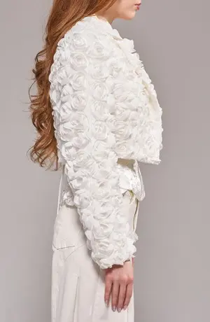 AZALEA WANG Briarrose Rosette Crop Blazer